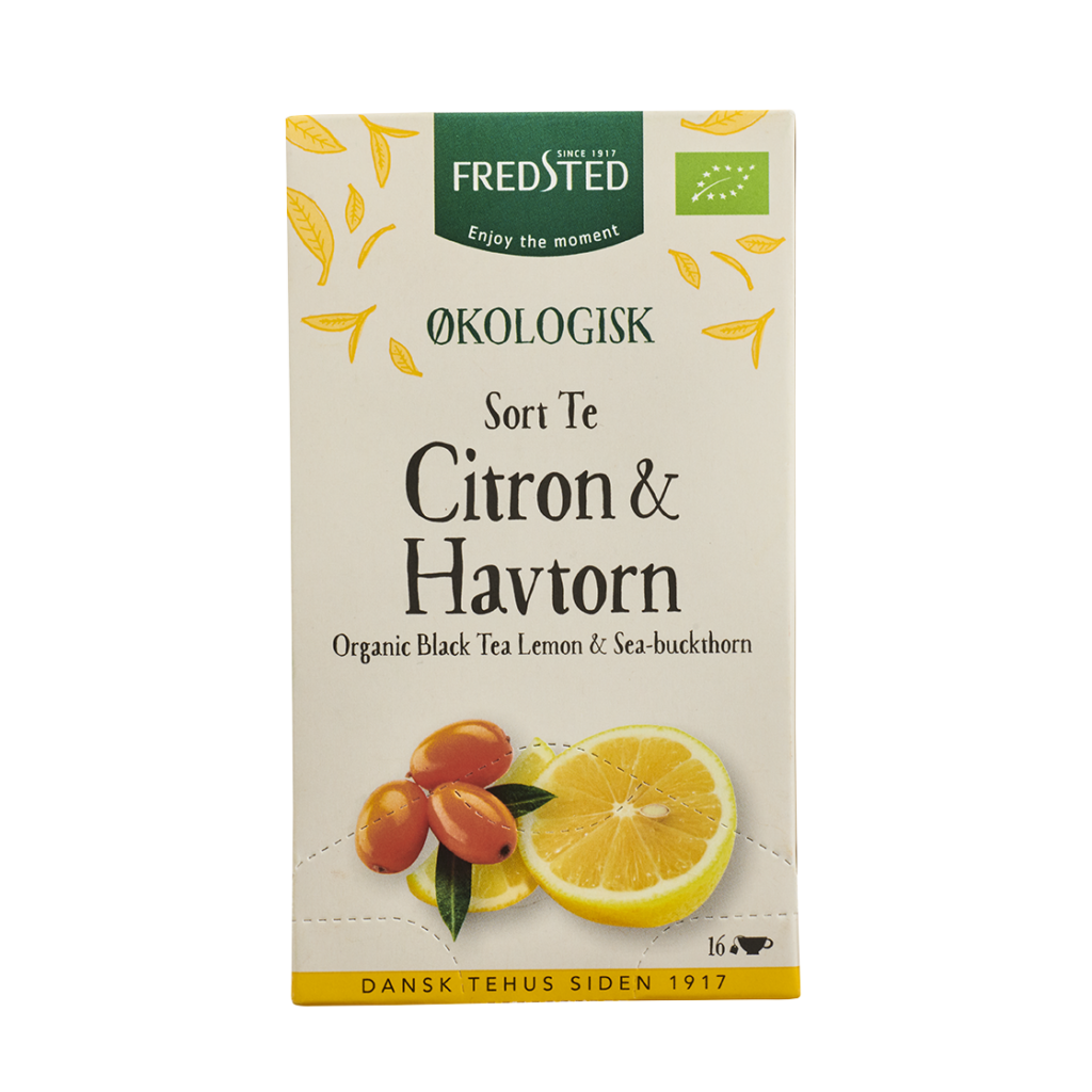 Fredsted Øko Sort te Citron & Havtorn (pk. á 16 breve) - CoffeeJoy.dk